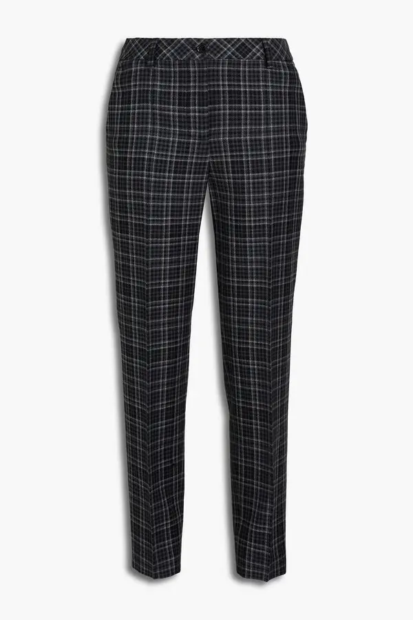 Moschino Checked Woolblend Tapered Pants - Black