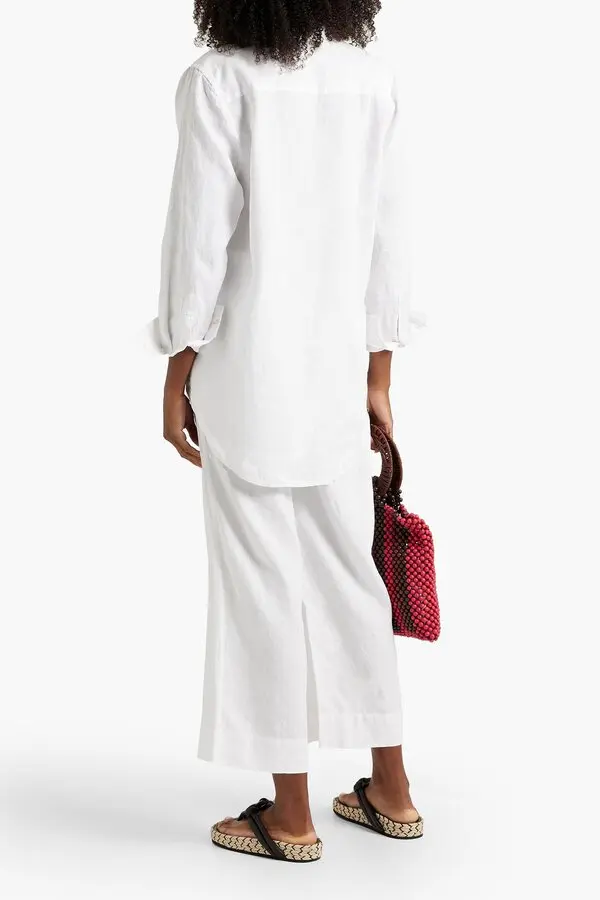 Onia Linen Wide-leg Pants - White