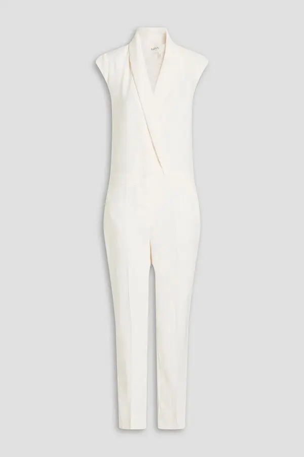 Ba&sh Treena Wrap-effect Cropped Woven Jumpsuit - Ecru