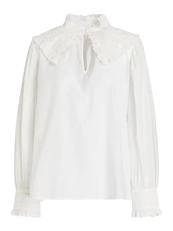 Ba&sh Donia Broderie Anglaisetrimmed Cottonjacquard Blouse - Ecru
