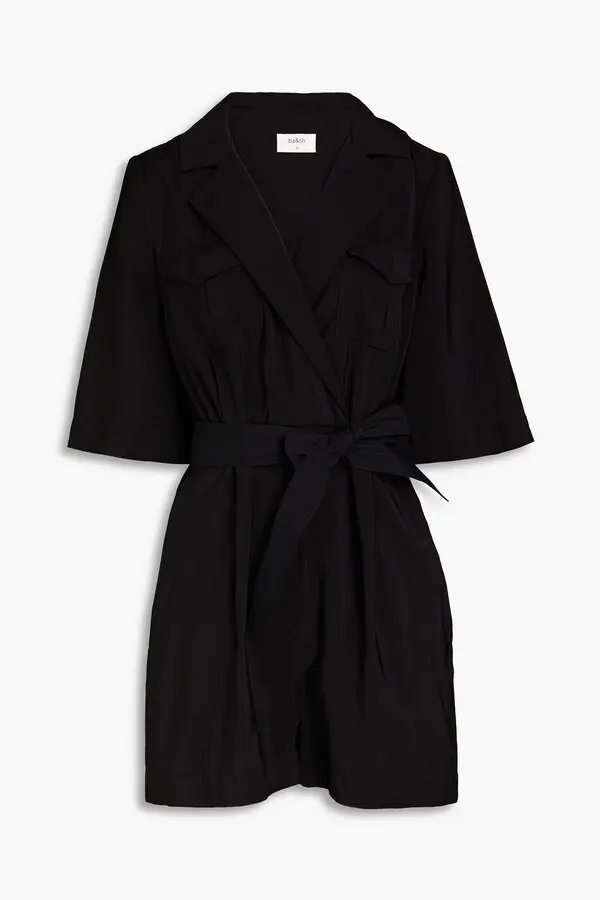 Ba&sh Calia Wrap-effect Pleated Playsuit - Black