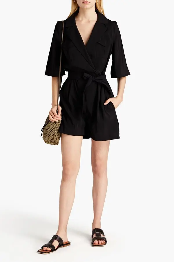 Ba&sh Calia Wrap-effect Pleated Playsuit