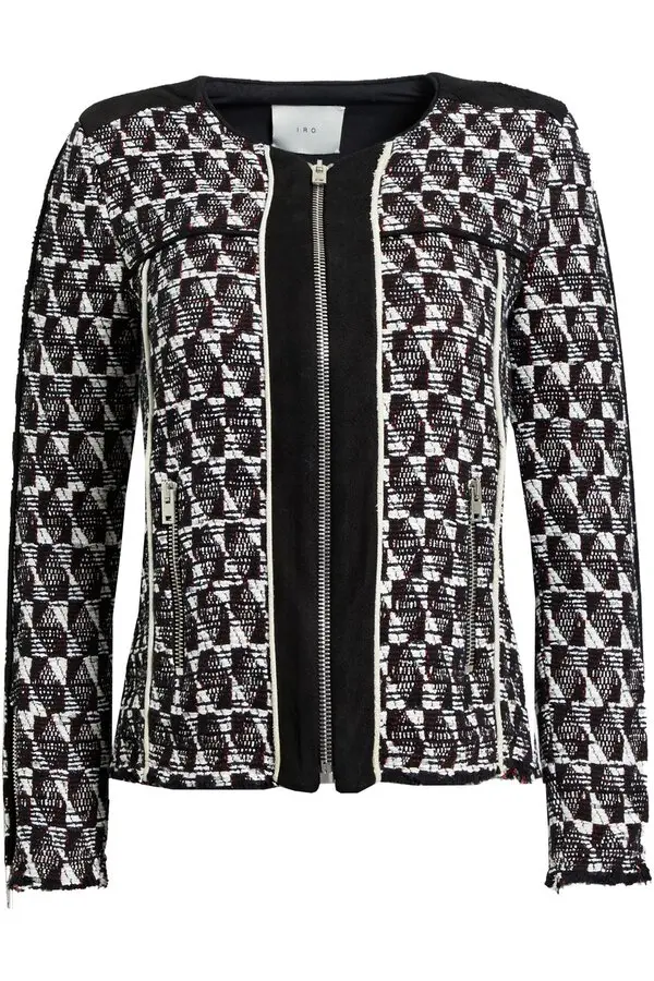 IRO PARIS Kamber Suede-trimmed Cotton-blend Tweed Jacket - Black