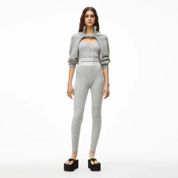 Alexander Wang Logo Elastic Jumpsuit In Ribbed Jersey