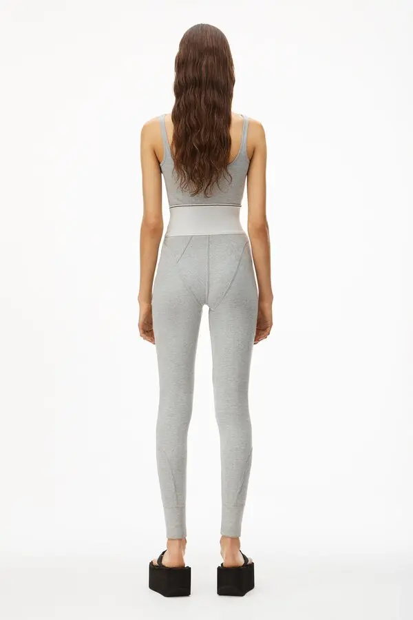 Alexander Wang Logo Elastic Jumpsuit In Ribbed Jersey