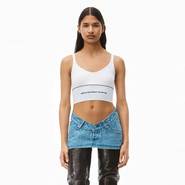 Alexander Wang Logo Elastic Bra In Ribbed Jersey