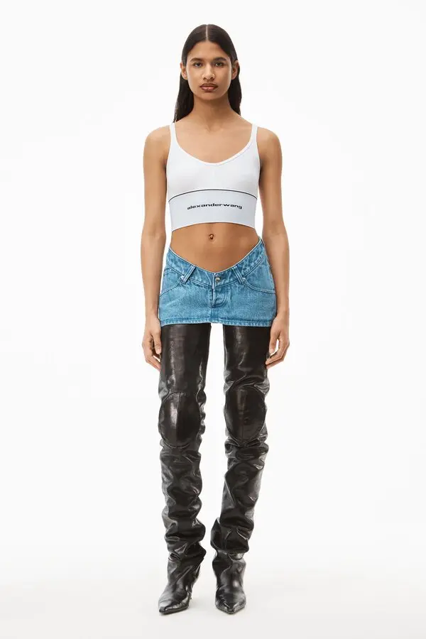 Alexander Wang Logo Elastic Bra In Ribbed Jersey