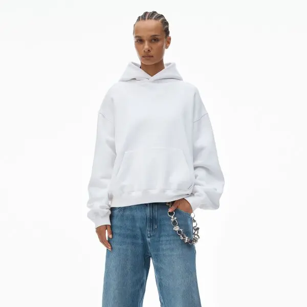 Alexander Wang Hoodie In Dense Fleece - White