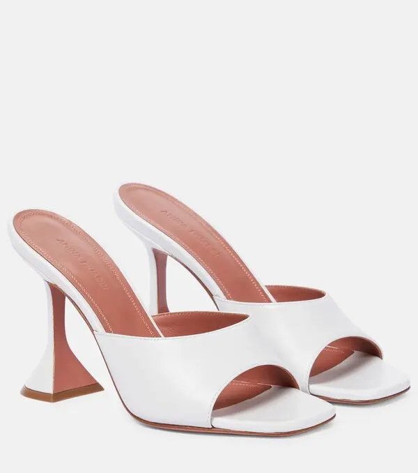 Amina Muaddi Lupita Leather Sandals - White