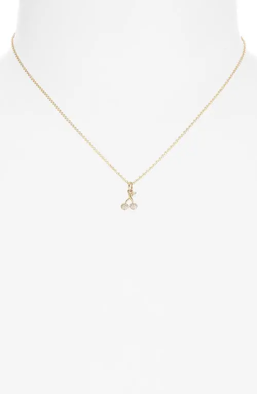 Ef Collection Diamond Mini Cherry Pendant Necklace