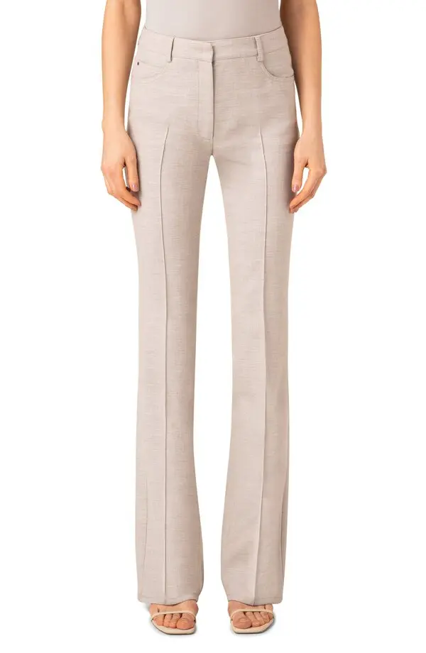 Akris Faye Pintucked Bootcut Stretch Crepe Pants