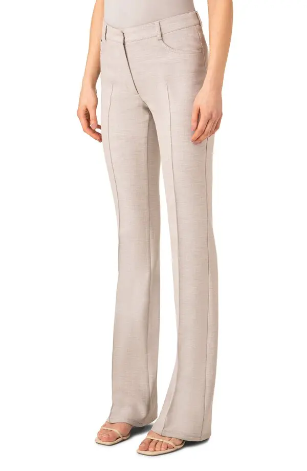 Akris Faye Pintucked Bootcut Stretch Crepe Pants
