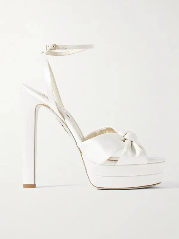 AQUAZZURA Cupid Plateau 130 Knotted Platform Sandals - White