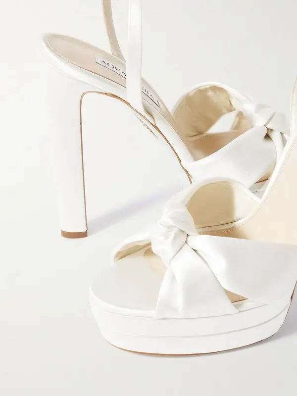 AQUAZZURA Cupid Plateau 130 Knotted Platform Sandals - White