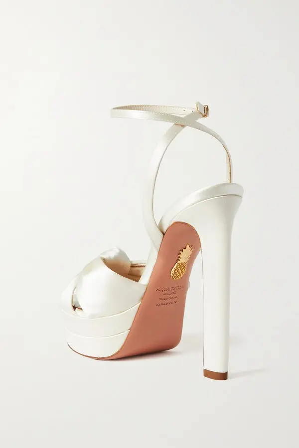 Aquazzura Cupid Plateau 130 Knotted Platform Sandals White