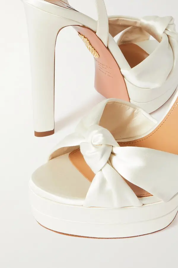 AQUAZZURA Cupid Plateau 130 Knotted Platform Sandals - White