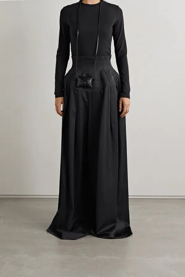 THE ROW Trude Pleated Silk And Wool-blend Wide-leg Pants