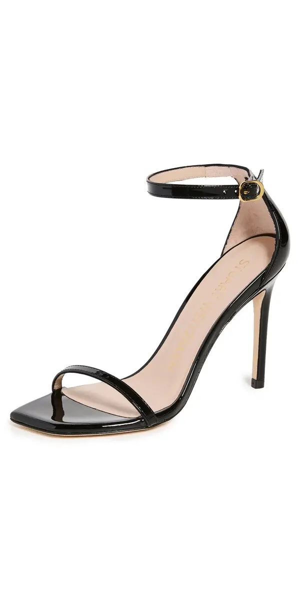 STUART WEITZMAN Nudist Curve 100 Patent Sandals - Black