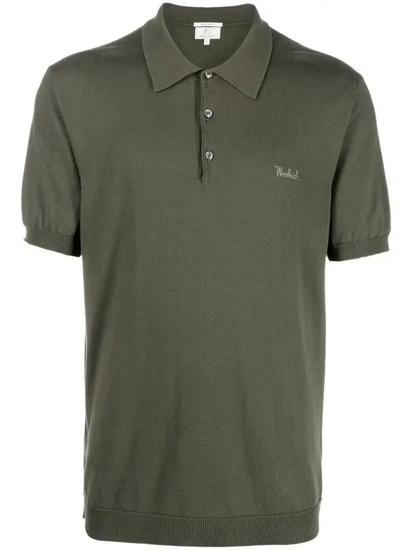 Woolrich Logo-embroidered Knitted Polo Shirt