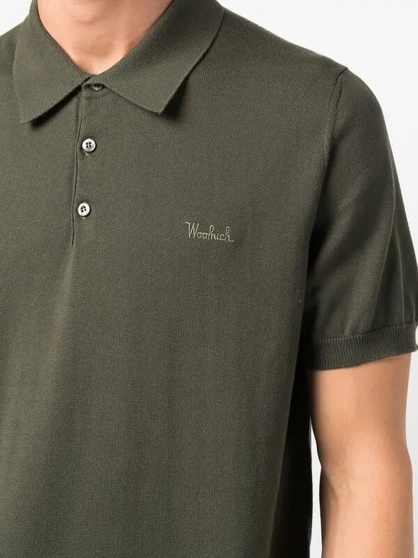 Woolrich Logo-embroidered Knitted Polo Shirt