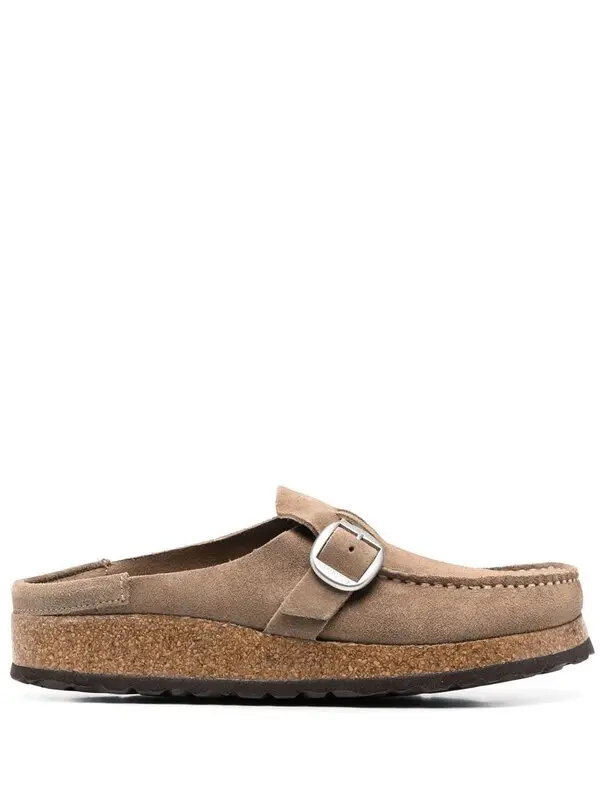 BIRKENSTOCK Buckle-fastened Suede Mules - Neutrals
