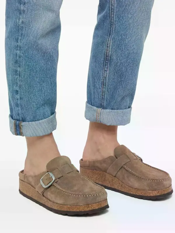 BIRKENSTOCK Buckle-fastened Suede Mules - Neutrals