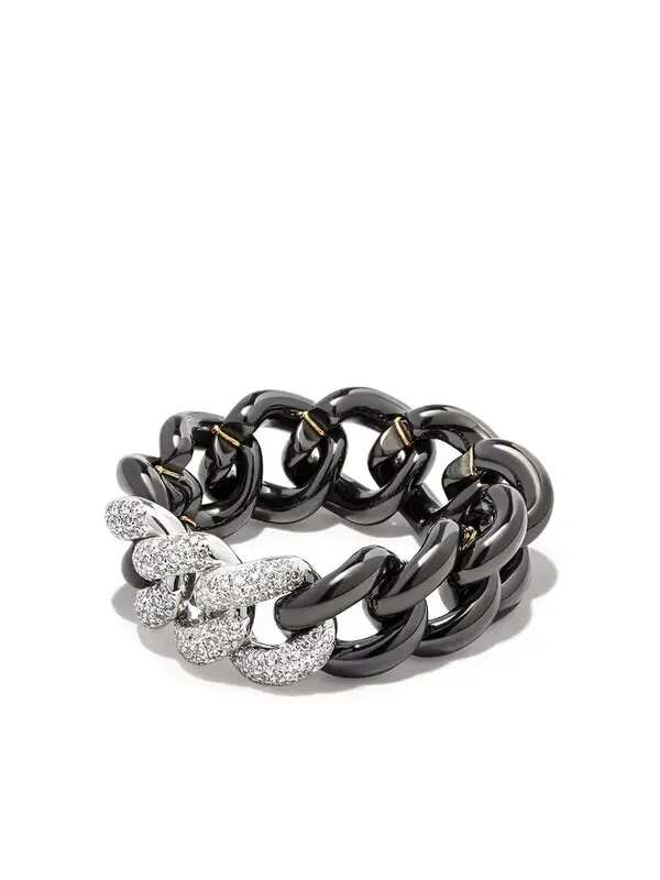 Shay 18k White Gold Diamond Link Ring - Black