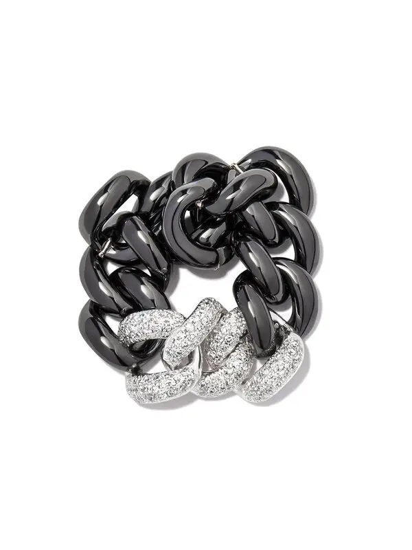 Shay 18k White Gold Diamond Link Ring - Black