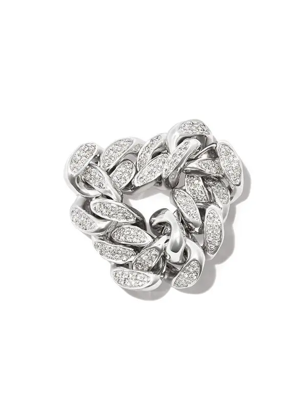 Shay 18k White Gold Diamond Flat-link Ring