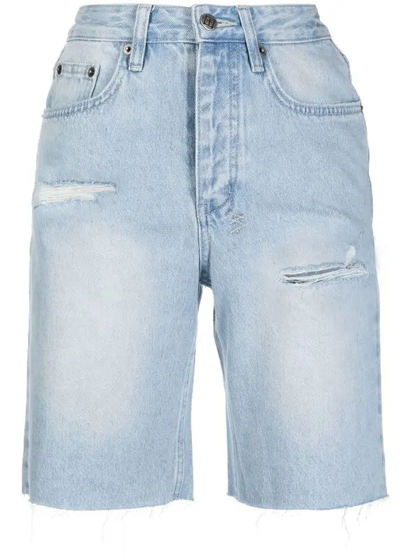 Ksubi Distressed Denim Longline Shorts