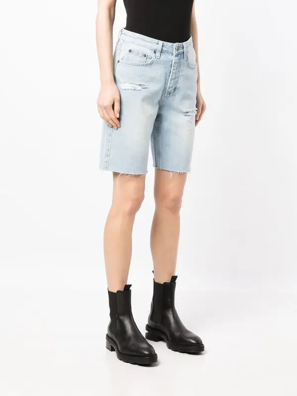 Ksubi Distressed Denim Longline Shorts