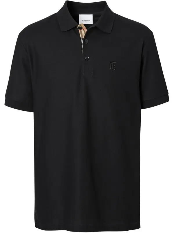 Burberry Monogram Cotton Piqué Polo Shirt - Black
