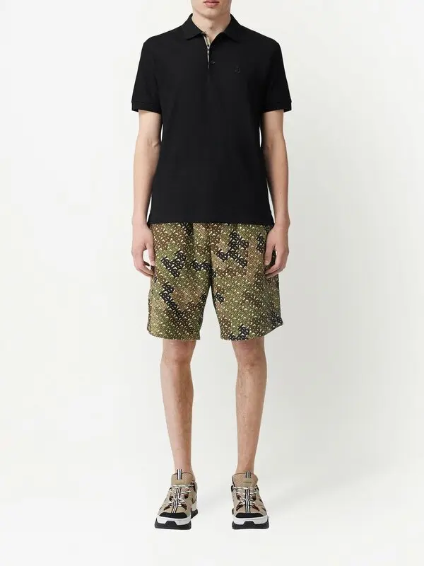 Burberry Monogram Cotton Piqué Polo Shirt - Black