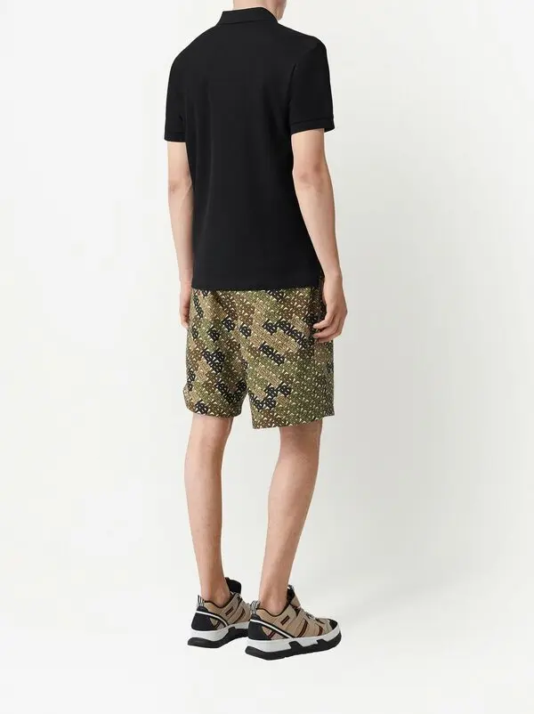 Burberry Monogram Cotton Piqué Polo Shirt - Black