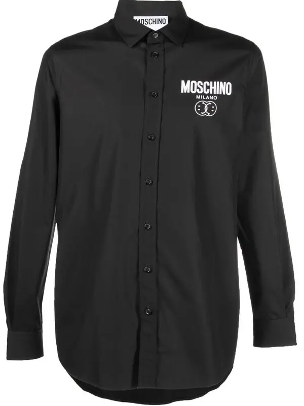 Moschino Logo-print Long-sleeve Shirt - Black