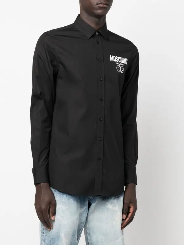 Moschino Logo-print Long-sleeve Shirt - Black