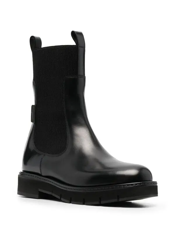FERRAGAMO Cleated-sole Leather Chelsea Boots - Black