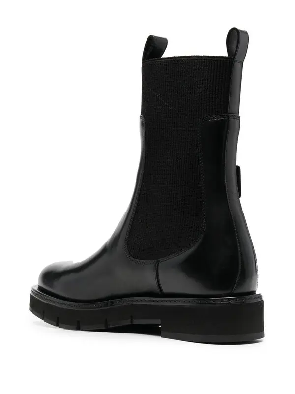 FERRAGAMO Cleated-sole Leather Chelsea Boots - Black