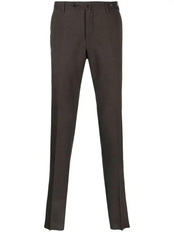 PT TORINO Tailored-cut Tapered Trousers - Brown