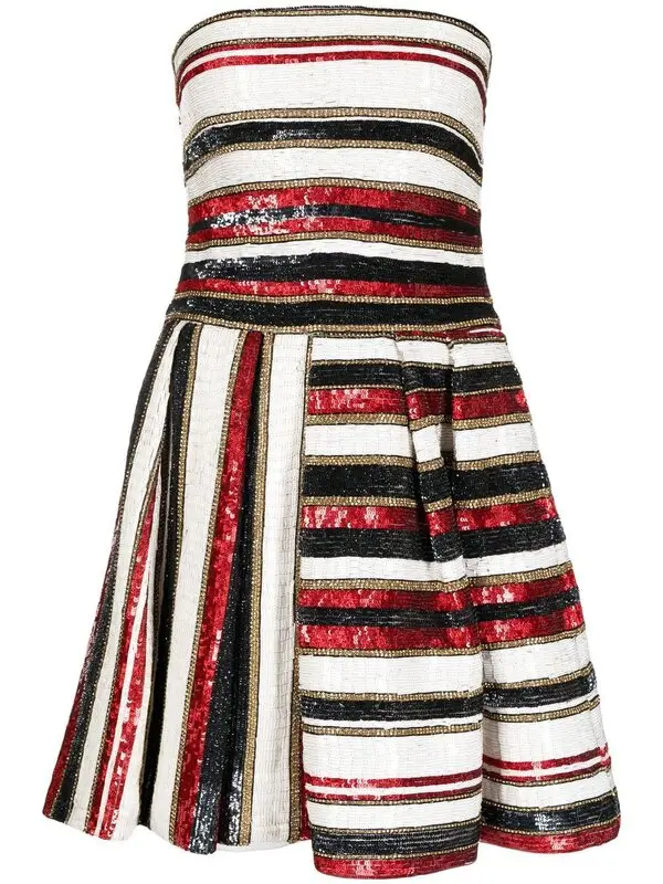 Zuhair Murad Sequinned Stripe-print Mini Dress