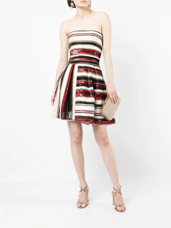 Zuhair Murad Sequinned Stripe-print Mini Dress