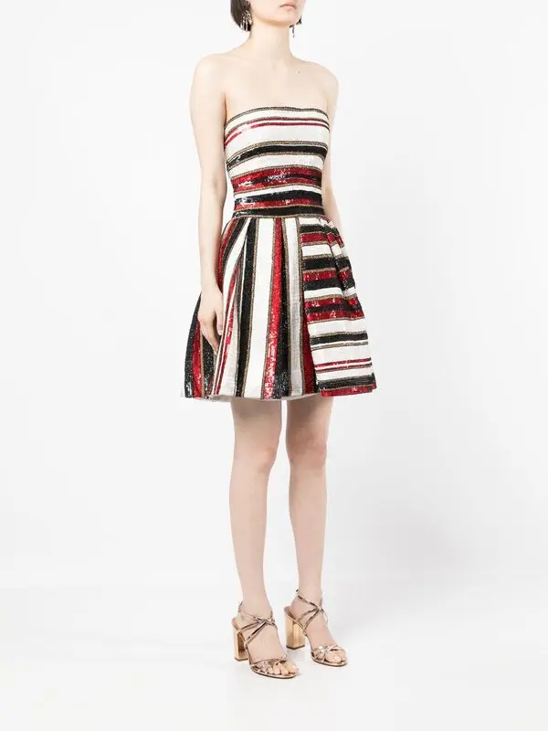 Zuhair Murad Sequinned Stripe-print Mini Dress