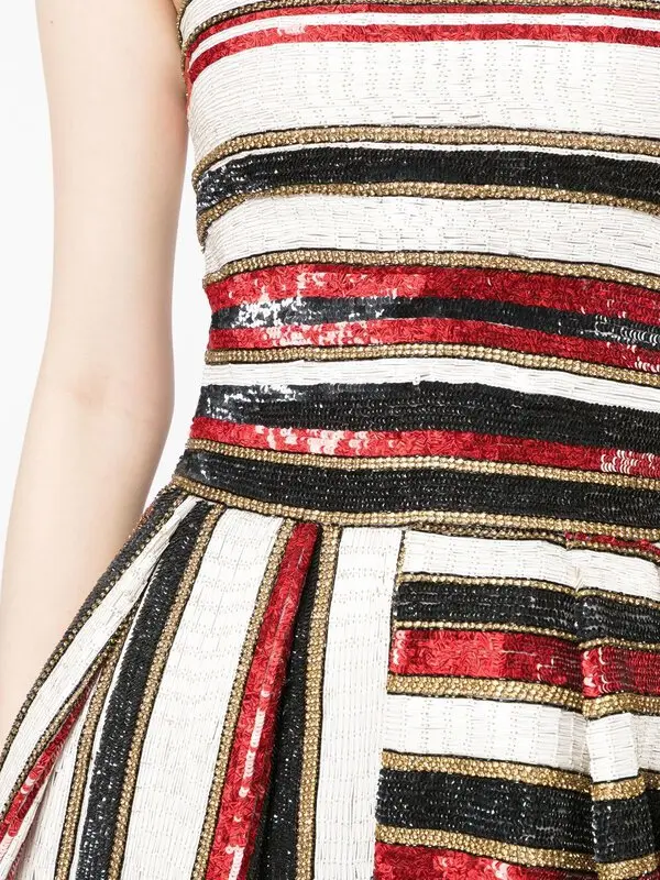 Zuhair Murad Sequinned Stripe-print Mini Dress