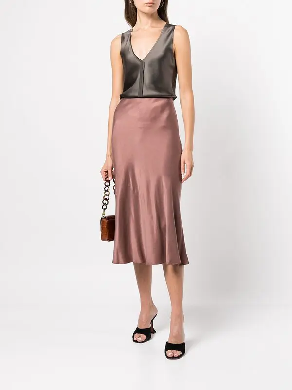 Voz Bias-cut Satin Midi Skirt