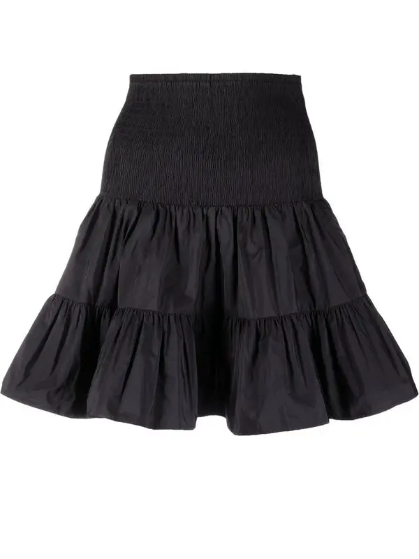 Maje Ruffle-detail Smocked Miniskirt - Black