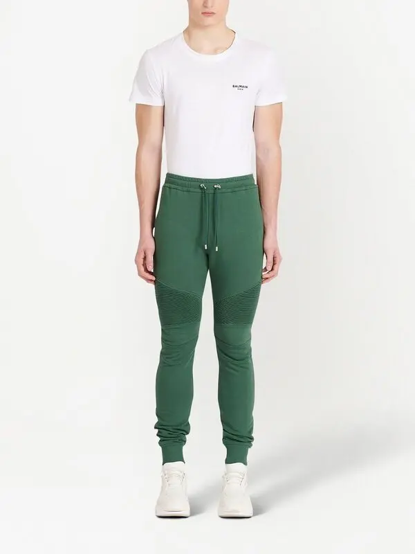 Balmain Drawstring Cotton Track Pants - Green