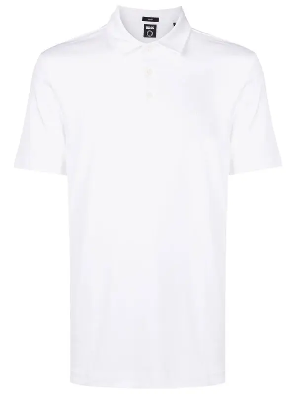 BOSS Logo-print Organic Cotton Polo Shirt - White