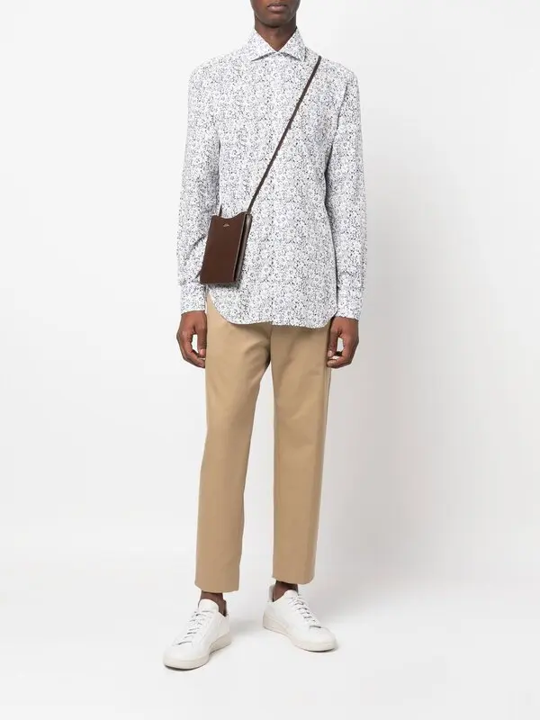 BARBA NAPOLI Floral-print Long-sleeve Shirt - White