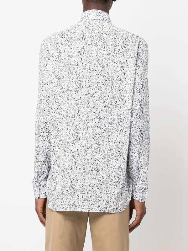 BARBA NAPOLI Floral-print Long-sleeve Shirt - White