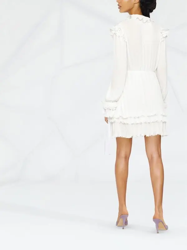 Philipp Plein Ruffled Plissé Midi Dress - White